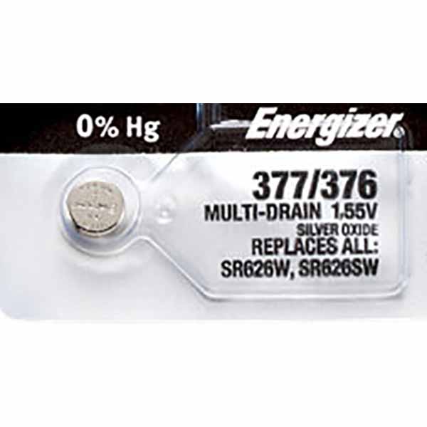 1 x Energizer 377 Watch Batteries, 1.55V, 0% MERCURY equivalent SR626S ...