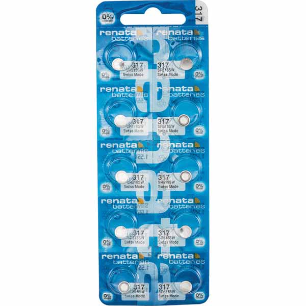 10 x Renata Swiss 317 Watch Batteries, 0% MERCURY equivalent SR516SW ...