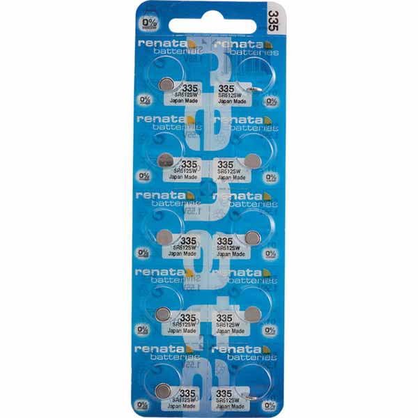 10 x Renata 335 Watch Batteries, 0% MERCURY equivalent SR512SW ...