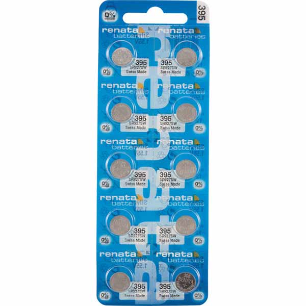 10 x Renata Swiss 395 Watch Batteries, 0% MERCURY equivalent SR927SW ...
